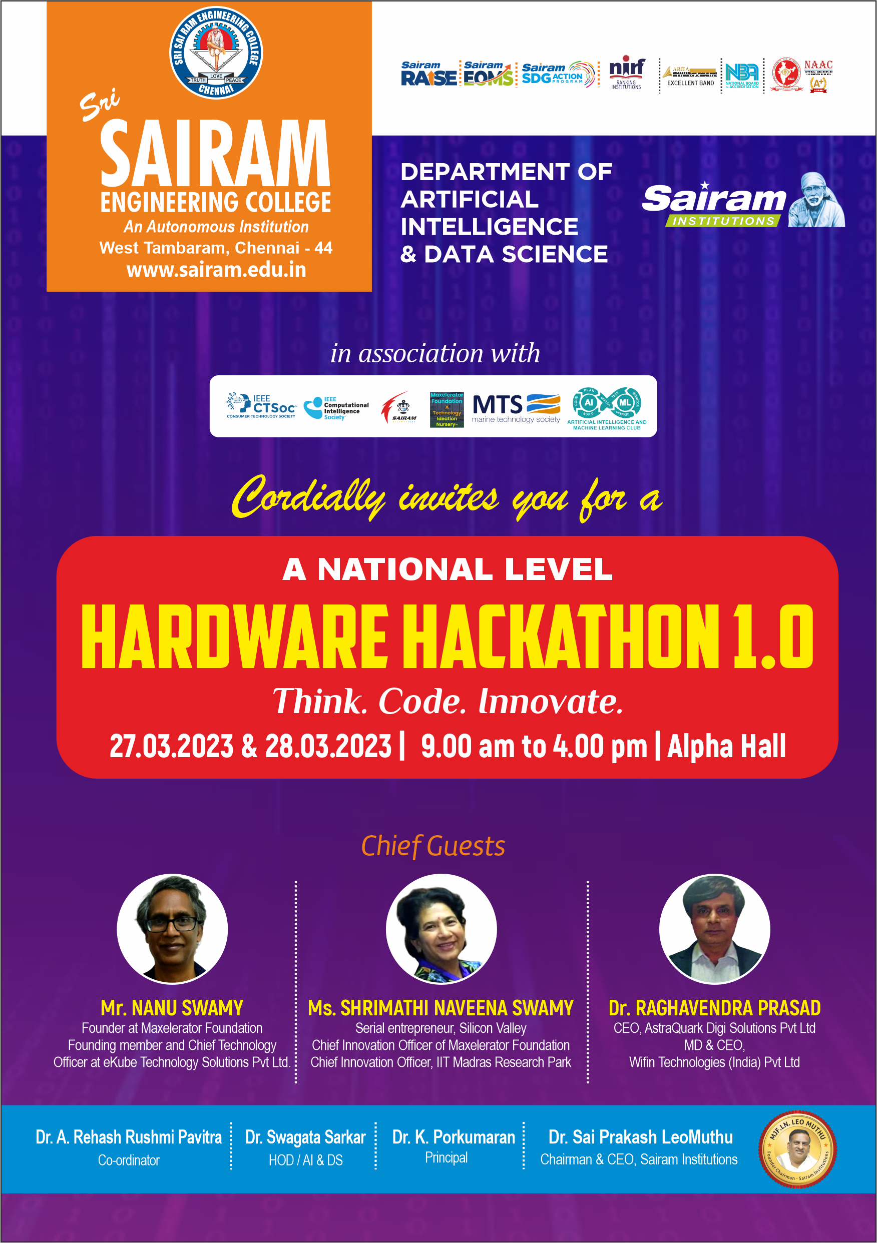 “National level Hardware Hackathon 1.0” on 27.03.2023 and 28.03.2023 ...